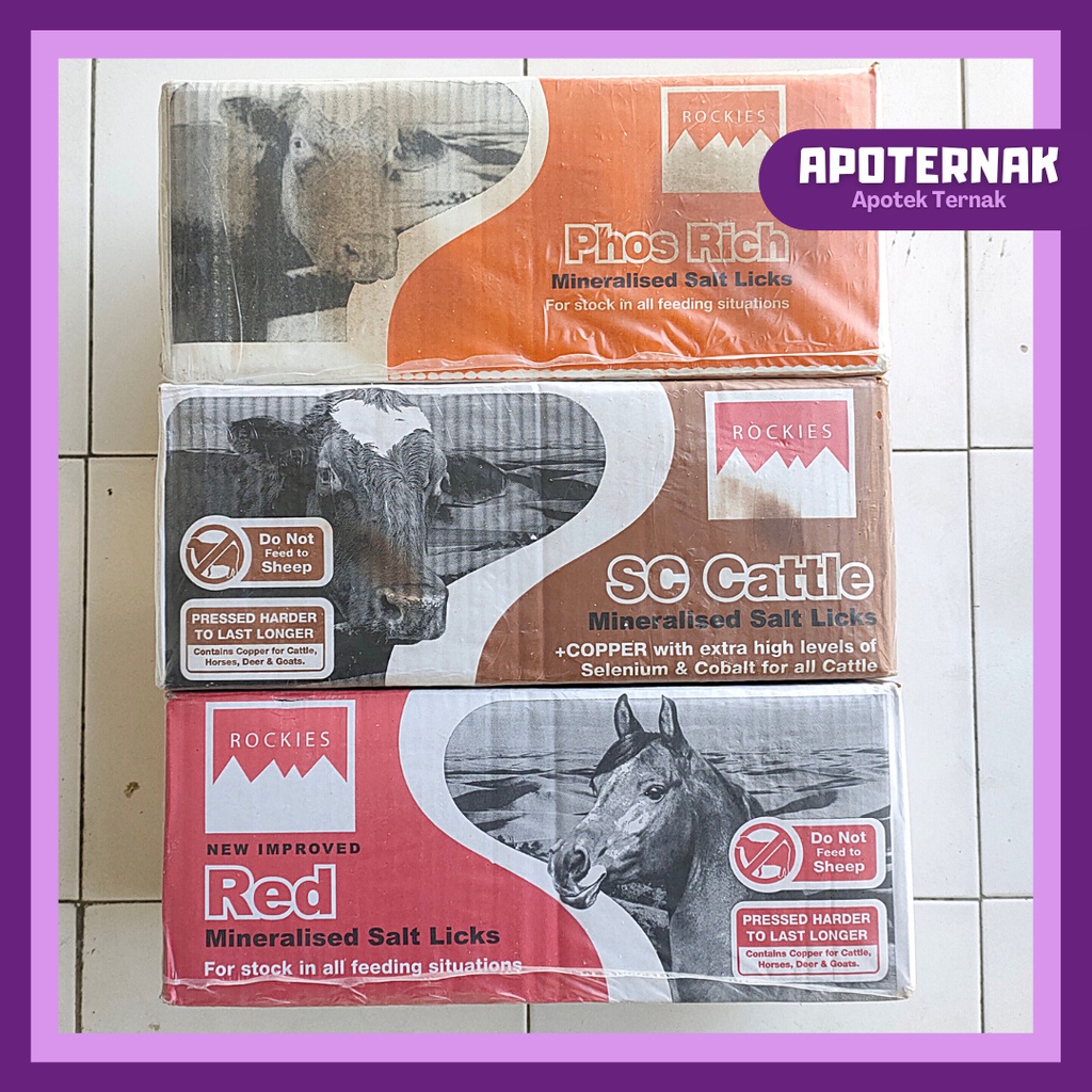 Jual Mineral Blok RED ROCKIES 10 kg 1 Blok | Mineral Sapi Kuda Kerbau Kambing Domba | ROCKIES ...