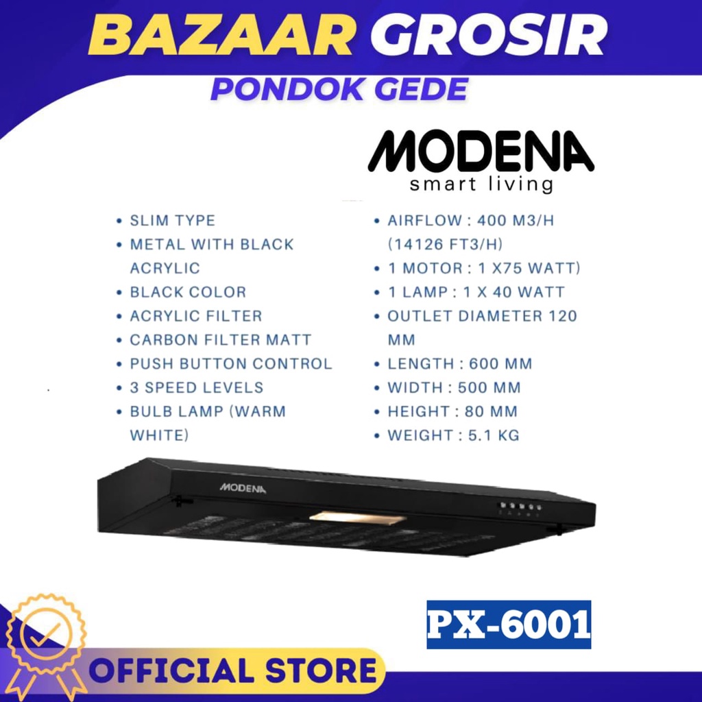 Jual COOKER HOOD MODENA PX 6001 / PX6001 / PX-6001 PENGHISAP ASAP 60CM | Shopee Indonesia