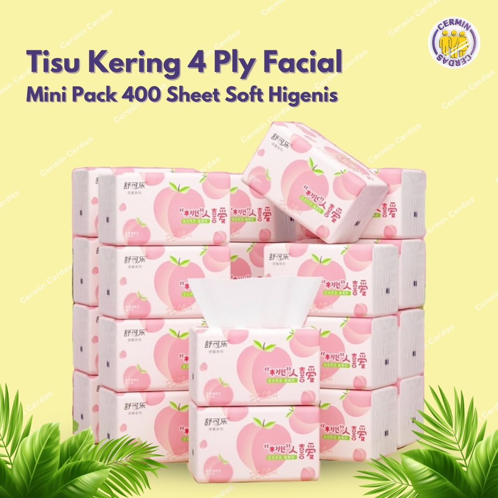 Jual Tisu Kering 4 Ply Dry Facial Tissue Mini Pack 400 Sheet Soft ...
