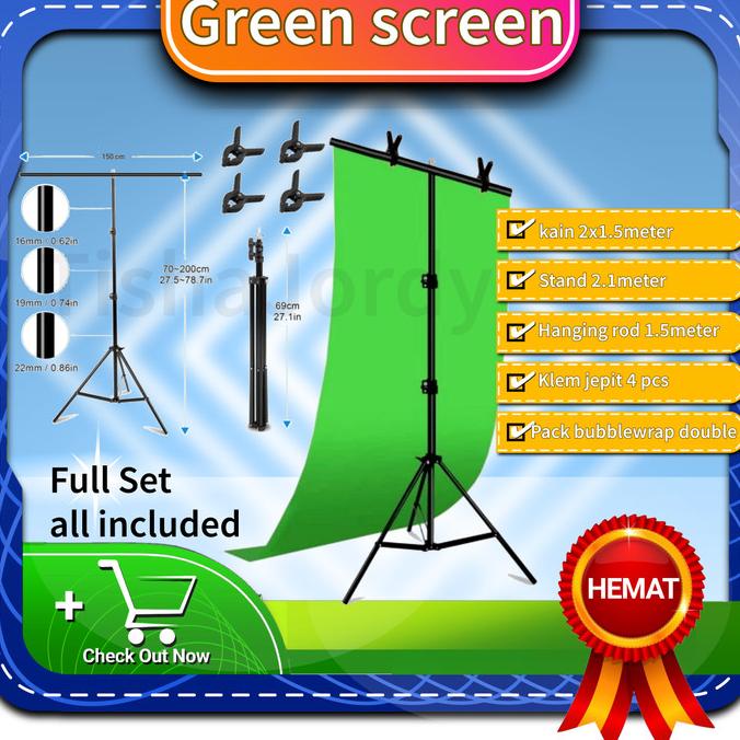 Jual Paket Green screen chroma key greenscreen background studio ...
