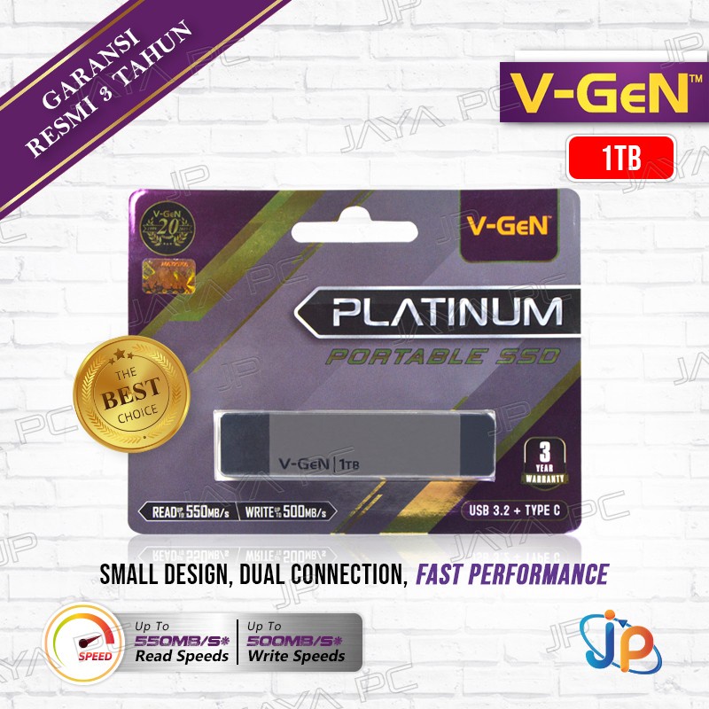 Jual V-Gen SSD Portable Platinum 1TB - VGen 1 TB USB 3.2 Type C ...