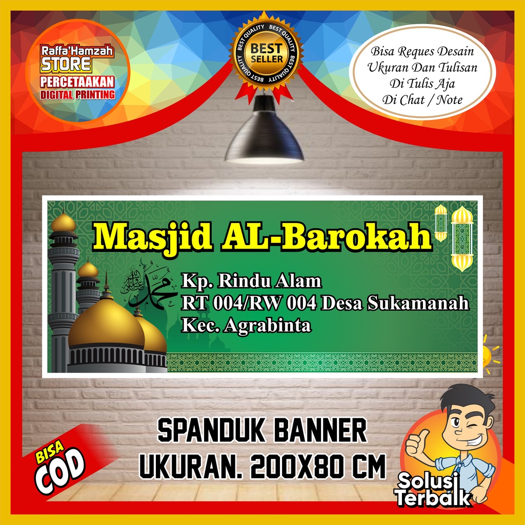 Jual Spanduk, Banner Plang Mesjid Costume Ukukran 200x80 Cm | Shopee ...