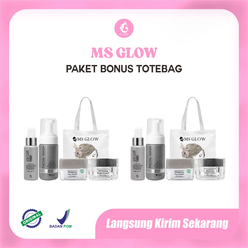Jual Paket Skincare MS Glow free tas BPOM RESMI Toner/night Cream/pcs ...