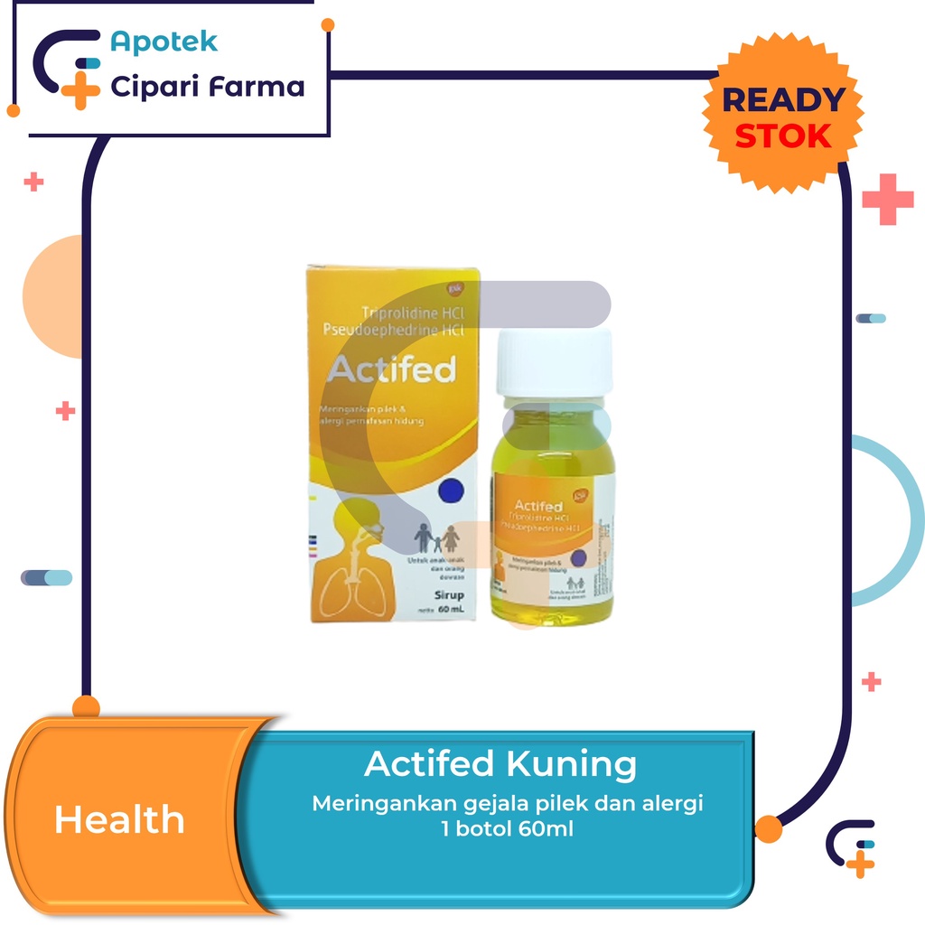 Jual Actifed Kuning Sirup Obat Pereda Gejala Pilek Flu isi 60ml ...