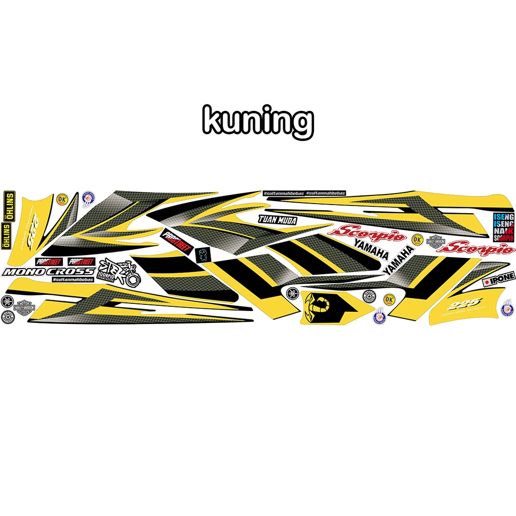 Jual Stiker striping scorpio steko warna kuning | Shopee Indonesia