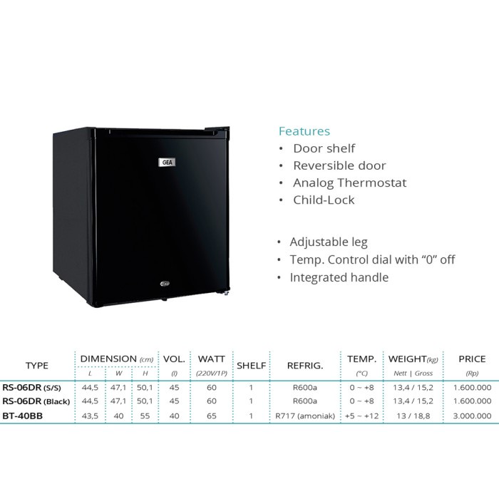 Jual GEA Mini Bar RS 06DR / RS 06 DR Black Kulkas Portable ORIGINAL ...
