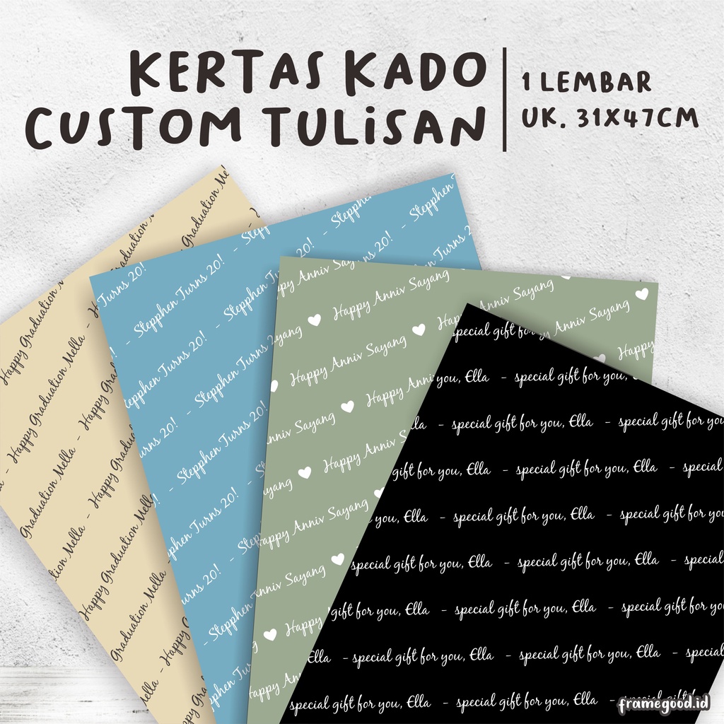 Jual KERTAS KADO CUSTOM TULISAN (1 lembar A3+) / graduation wedding ...