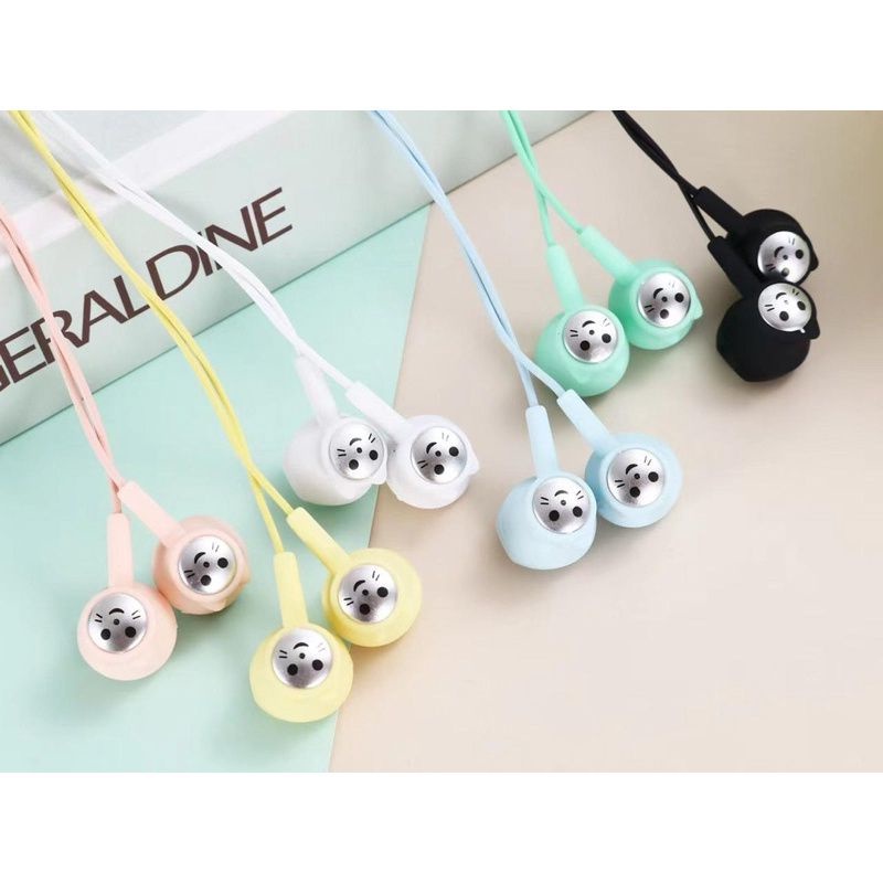 Jual Myroots Headset Stereo Earphone Handsfree Macaroon Cartoon Cat U31 ...