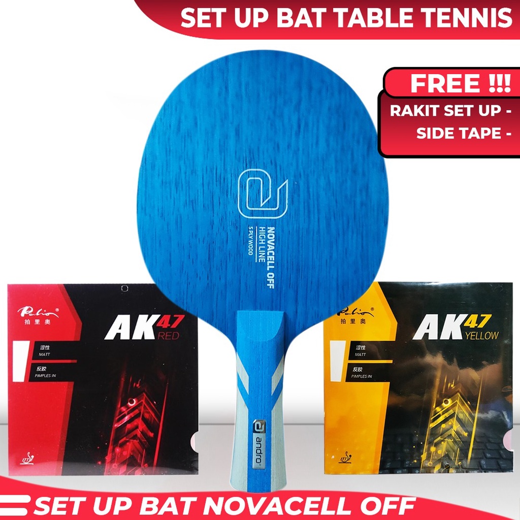 Jual Paket Bat Pingpong Rakitan Andro Novacell OFF AK47 Red AK47 Yellow | Shopee Indonesia