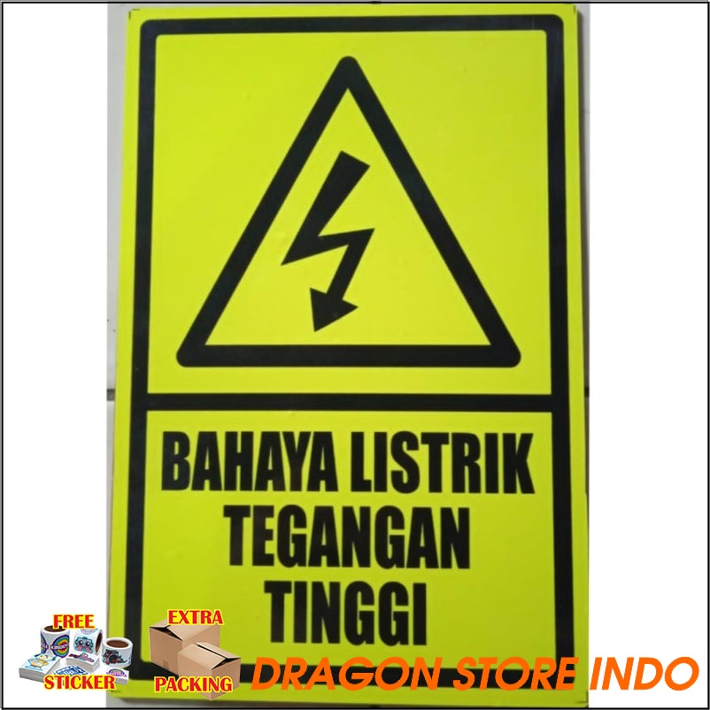 Jual Promo Sign Rambu K3. Awas Bahaya Tegangan Tinggi PLN. Plat Acrylic ...