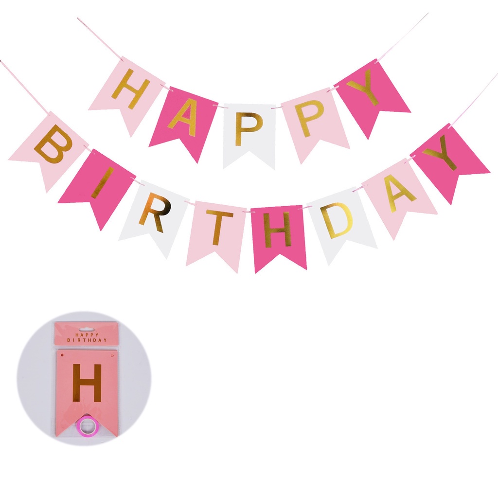 Jual STT Banner Happy Birthday Warna Warni Backdrop Pesta Bendera ...