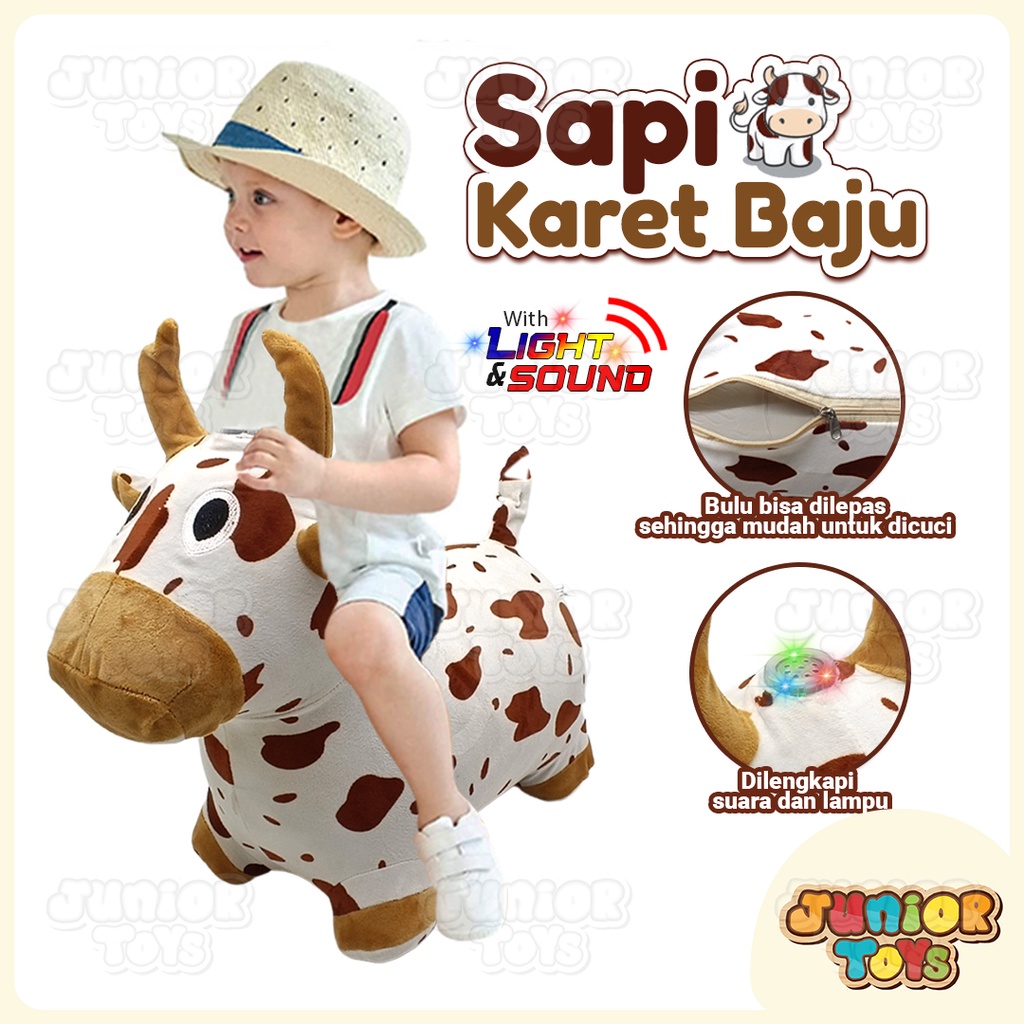 Jual Animal Jumping Mainan Anak Sapi Karet Bulu Deluxe Fungsi 2 in 1 ...