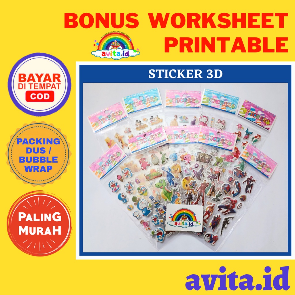Jual avita.id Sticker Timbul 3D / Sticker Anak / Sticker Karakter ...