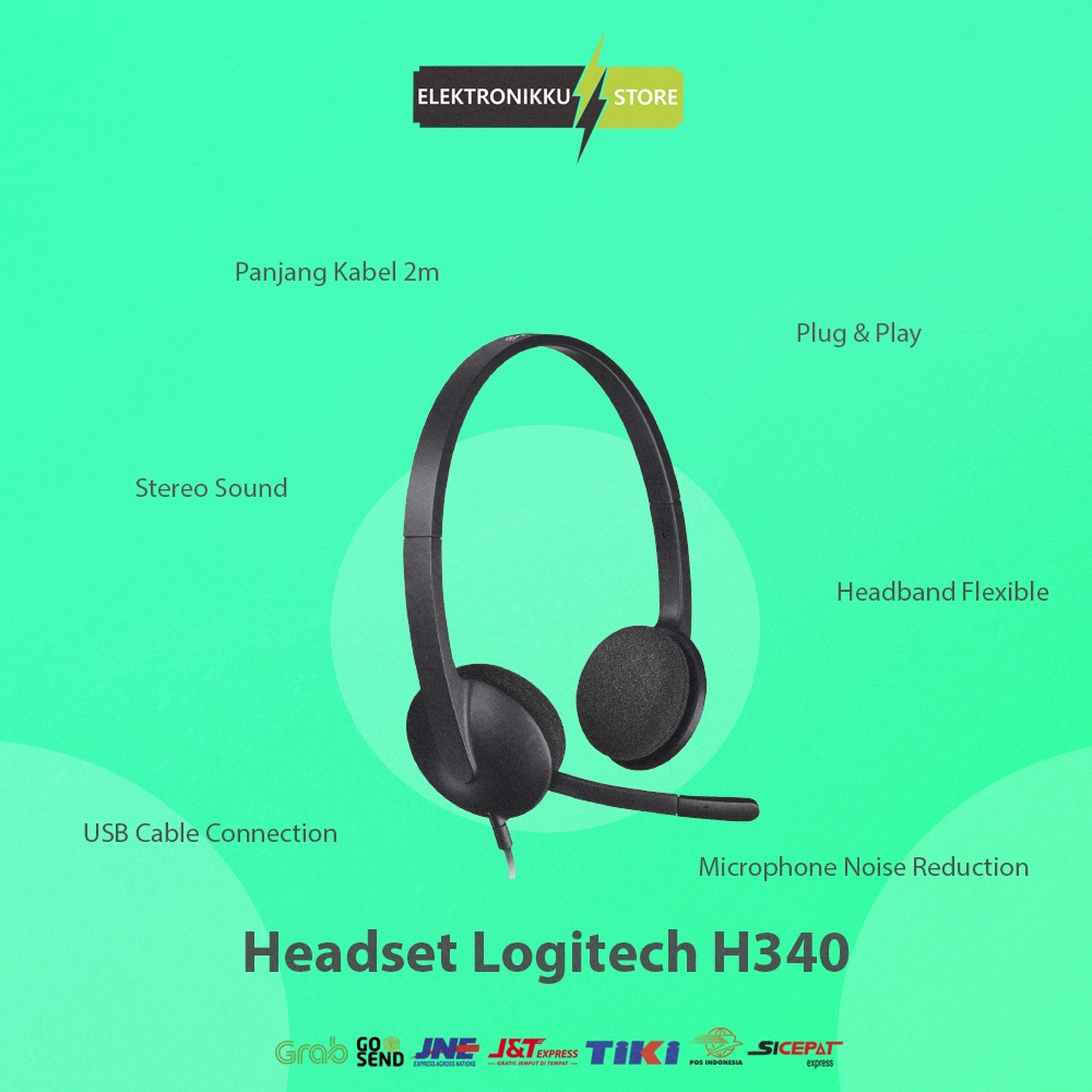 Jual Headset Logitech H340 Stereo USB Headphone Komputer PC Laptop HP ...