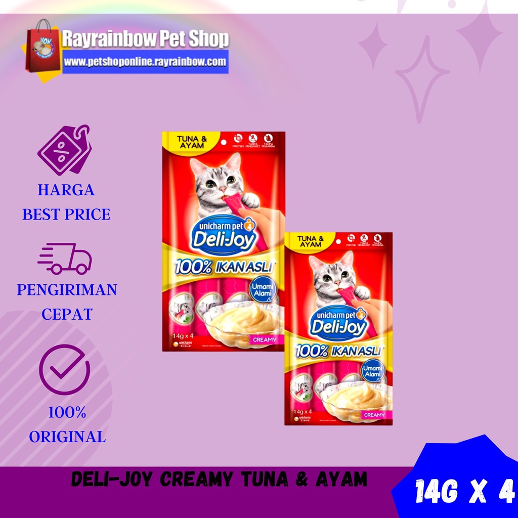 Jual Deli-Joy Snack Kucing Basah 14g - Creamy Rasa Tuna & Ayam | Shopee ...