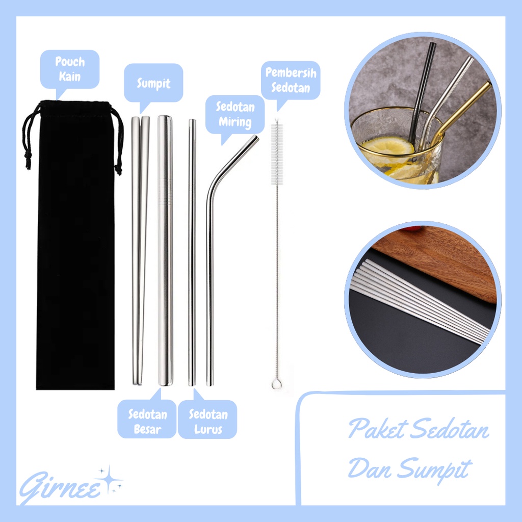 Jual Paket 6 IN 1 Set Sedotan Dan Sumpit/Peralatan Makan Dan Minum ...