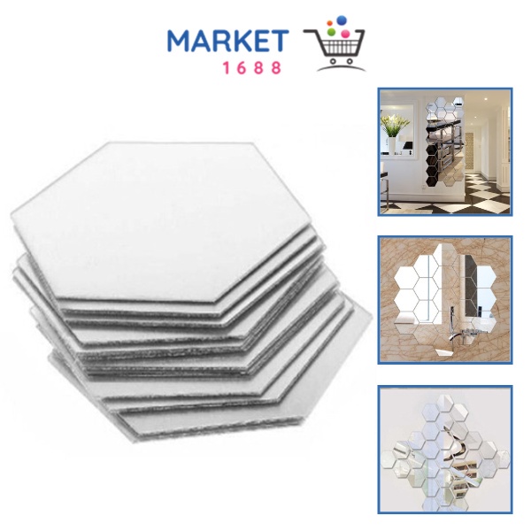 Jual Market1688 Stiker Cermin Dinding Anti Pecah Tempel Hexagonal ...