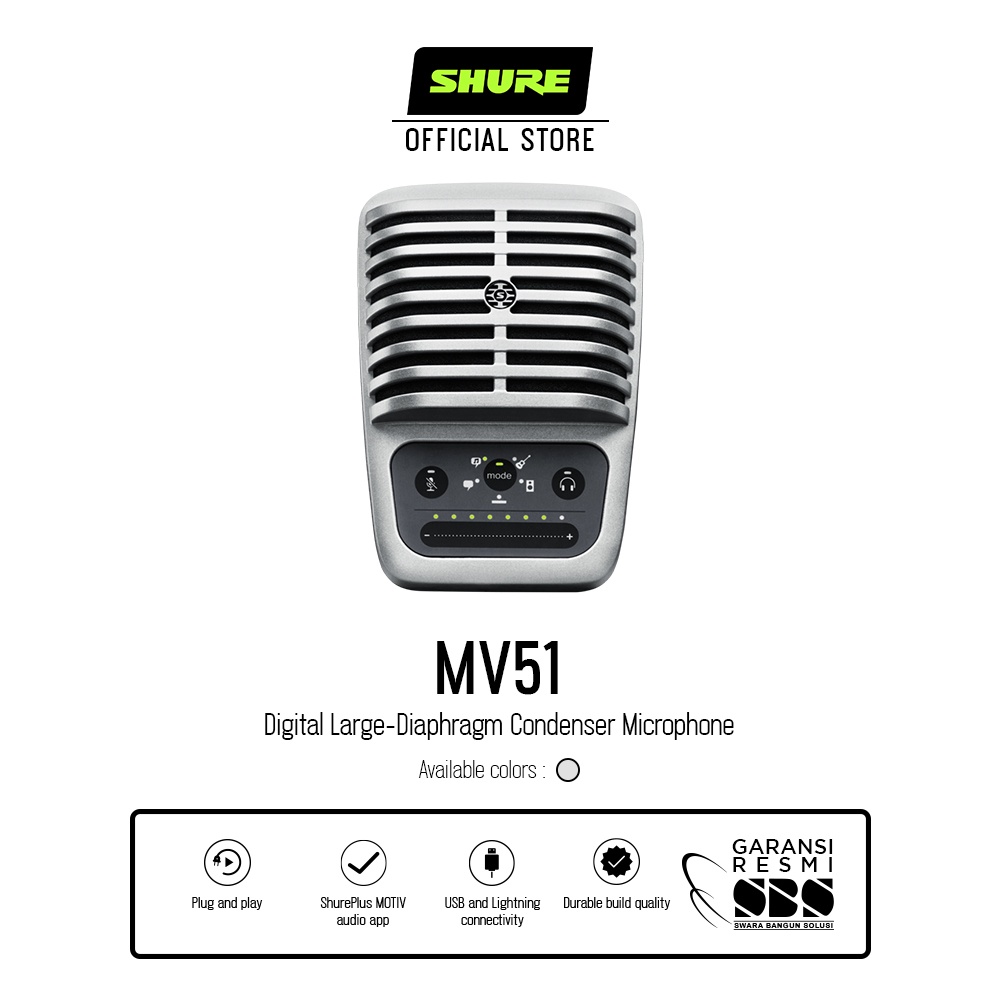 Jual Shure MV51 Digital Large-Diaphragm Condenser Microphone | Shopee ...