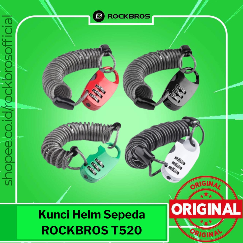 Jual Kunci Gembok Helm Sepeda Rockbros T520 Bicycle 3 Digits Code Key ...