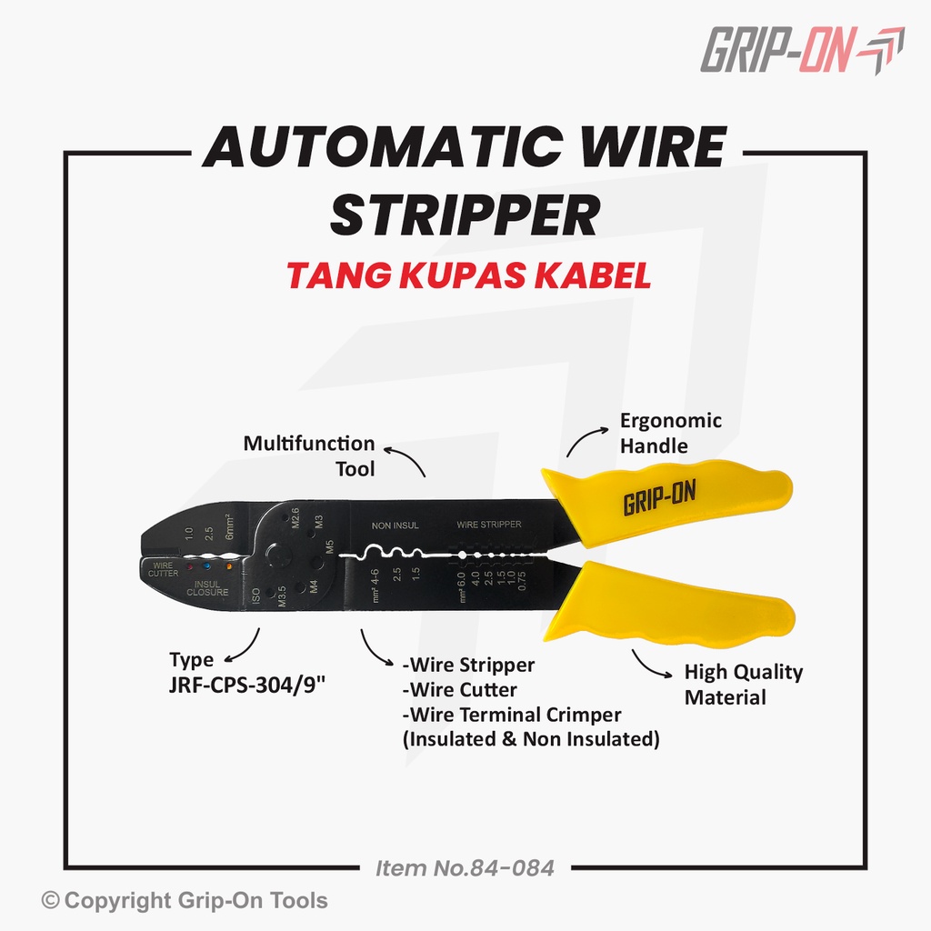 Jual Grip-On Automatic Wire Stripper Tang Kupas Potong Jepit Skun Kabel ...