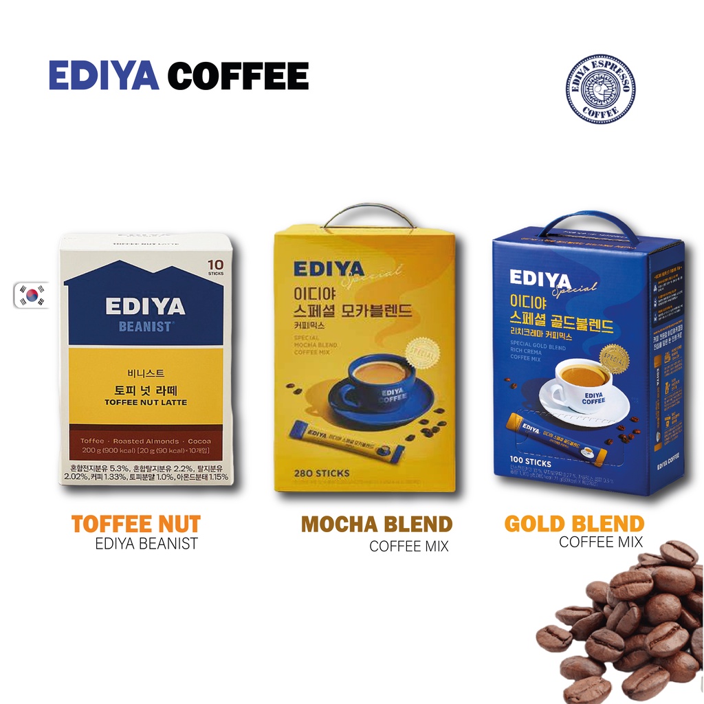 Jual [ Trio Pack ] EDIYA Coffee Gold Blend 100T + Mocha Blend 100T ...