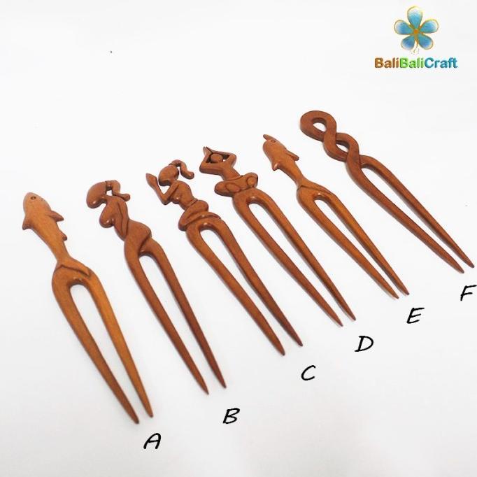 Jual Kerajinan Bali tusuk konde/tusuk rambut kayu sawo ukir 21cm satuan ...
