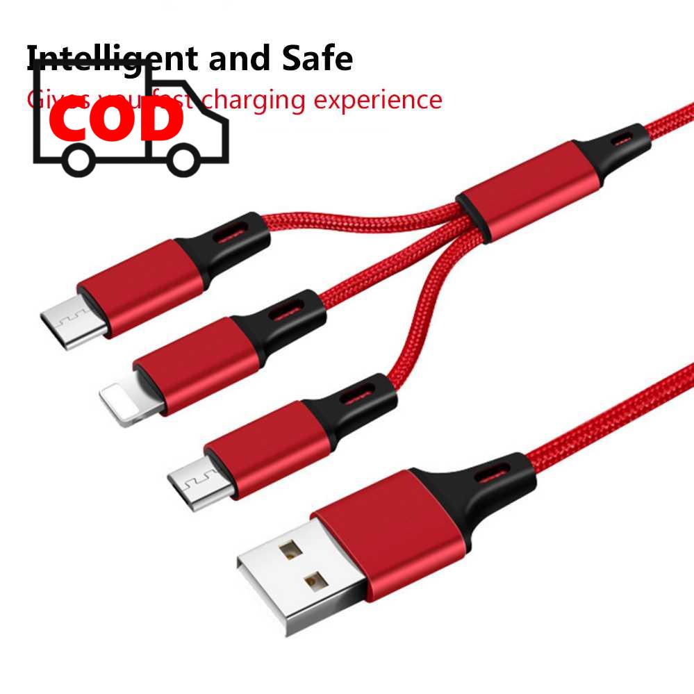 Jual Kabel Charger Micro USB dan Lightning dan USB Type C Panjang 1.2 m ...