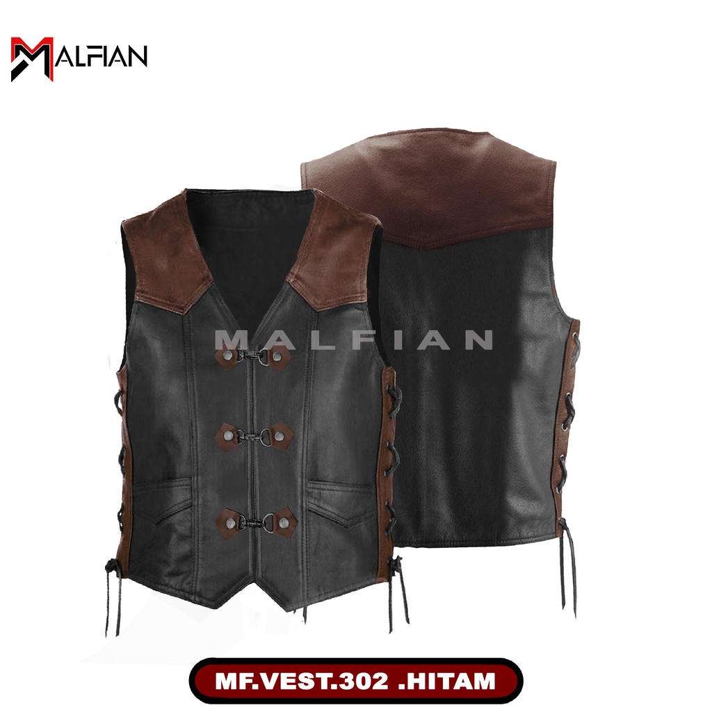 Jual Rompi Kulit Pria Bikers Rompi Kulit Sintetis Pria Rompi Motor MF ...