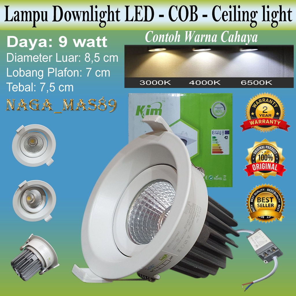 Jual Lampu Downlight LED COB Ceiling light 9 watt ( KIM-NS-008 ...