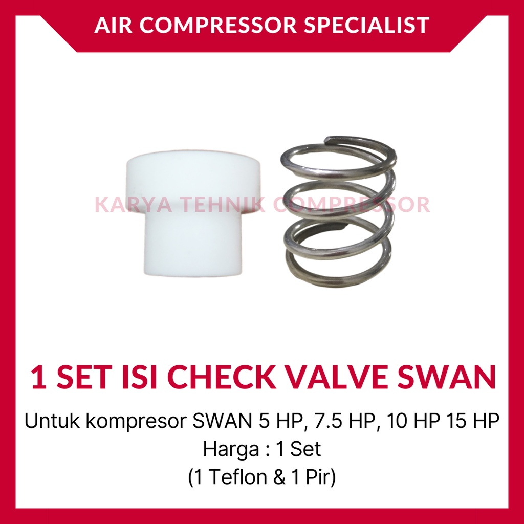 Jual 1 SET Teflon Pir Isi Check Valve Kompresor Udara SWAN 5 HP 7.5 HP ...