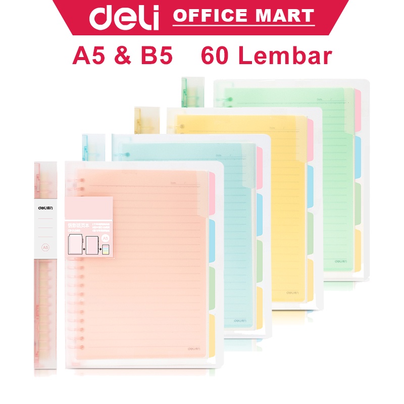 Jual Deli Binder B5 A5 Isi Binder Clip Notebook 60 Lembar 80g Kertas ...
