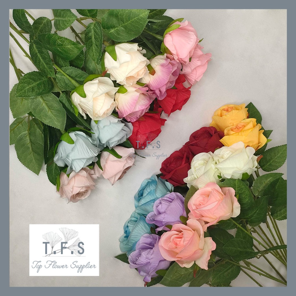 Jual Artificial Flower Rose Bunga Mawar Palsu Single Rose Bunga Tangkai ...