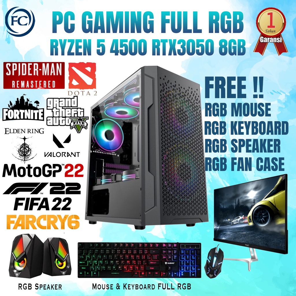 Jual PC GAMING RYZEN 5 4500 16GB DDR4 RTX 3050 8GB DESIGN LIVESTREAMING ...