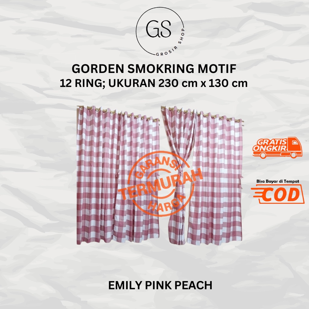 Jual GORDEN SMOKRING PINTU DAN JENDELA 12 RING MOTIF EMILY WARNA PINK ...