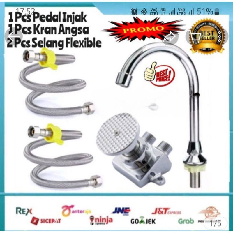 Jual Kran Injak + Kran Angsa + Selang Flexible 80 Cm | Shopee Indonesia