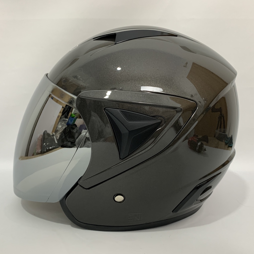 Jual Helm JP 13 Abu Abu Glossy Polos Solid - Helem Helmet SNI Dewasa ...