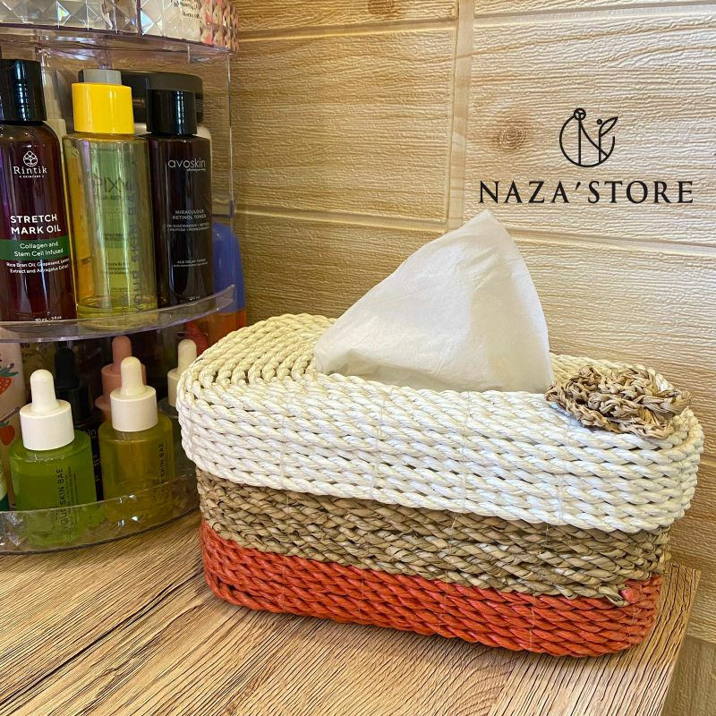 Jual Kotak Tissue Box Tempat Tisu Anyaman Rotan Aestetik Unik | Shopee ...