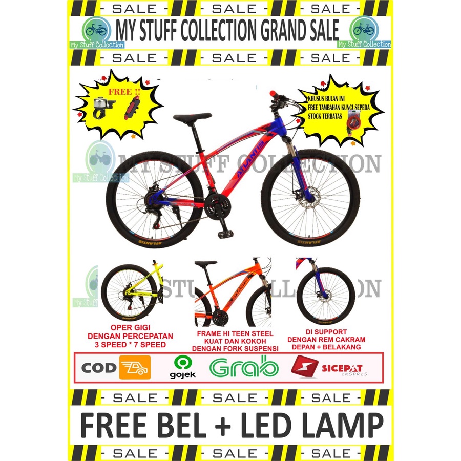 Jual SEPEDA GUNUNG MTB ATLANTIS UKURAN 24 INCH 3 X 7 SPEED DOUBLE DISC ...
