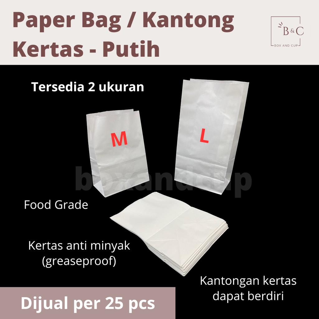 Jual Paper Bag / Kantongan / Kantongan Kertas Putih untuk Roti, Ayam ...