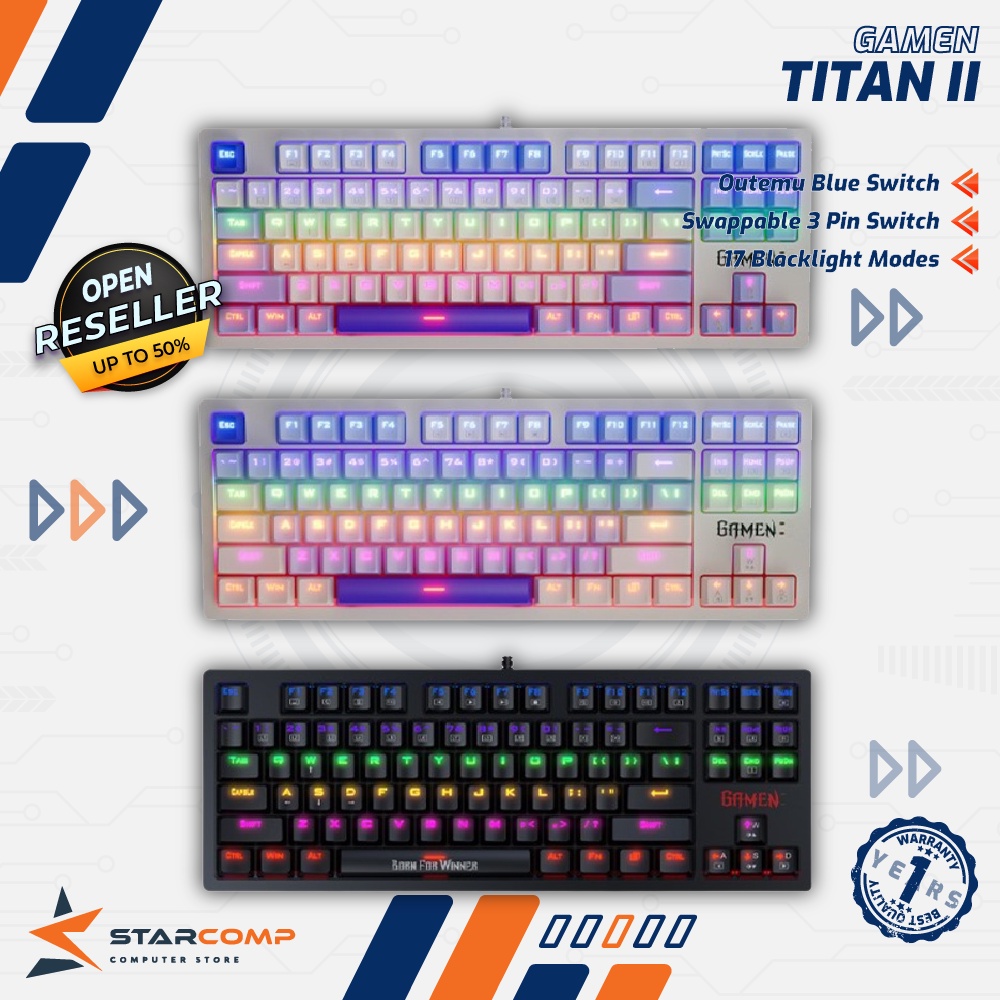 Jual Gamen Titan II Keyboard Gaming Mechanical Pluggable Switch Blue ... Jual Gamen Titan II Keyboard Gaming Mechanical Pluggable Switch Blue ...