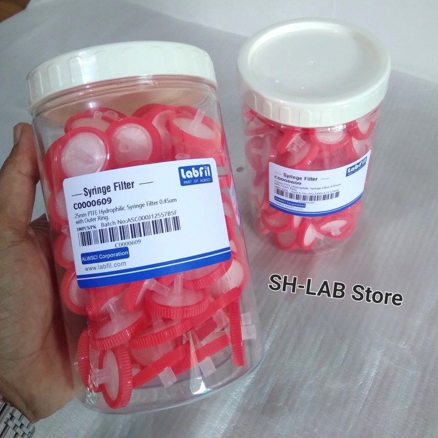 Jual LABFIL Syringe Filter PTFE Pori 0,45 um, diameter 25 mm, PTFE ...