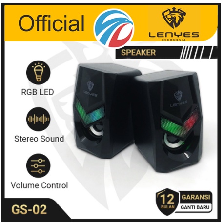 Jual Lenyes GS02 Speaker Komputer PC Stereo surround RGB Led Volume ...