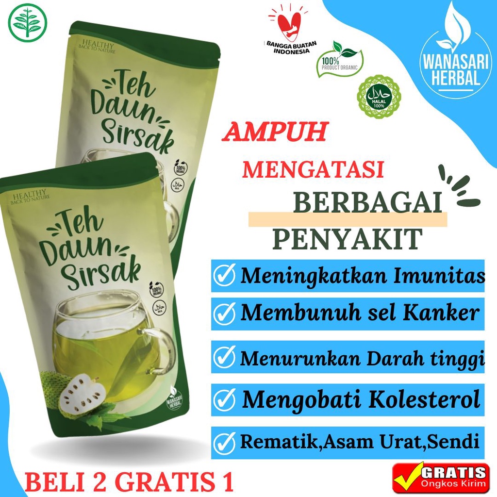 Jual TEH DAUN SIRSAK PREMIUM ALAMI 100% ORIGINAL OBAT HERBAL ANTI ...
