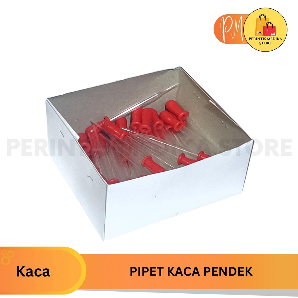 Jual [1 Box @100] Pipet Kaca Pendek / Pipet Tetes Kaca Pendek Merah ...