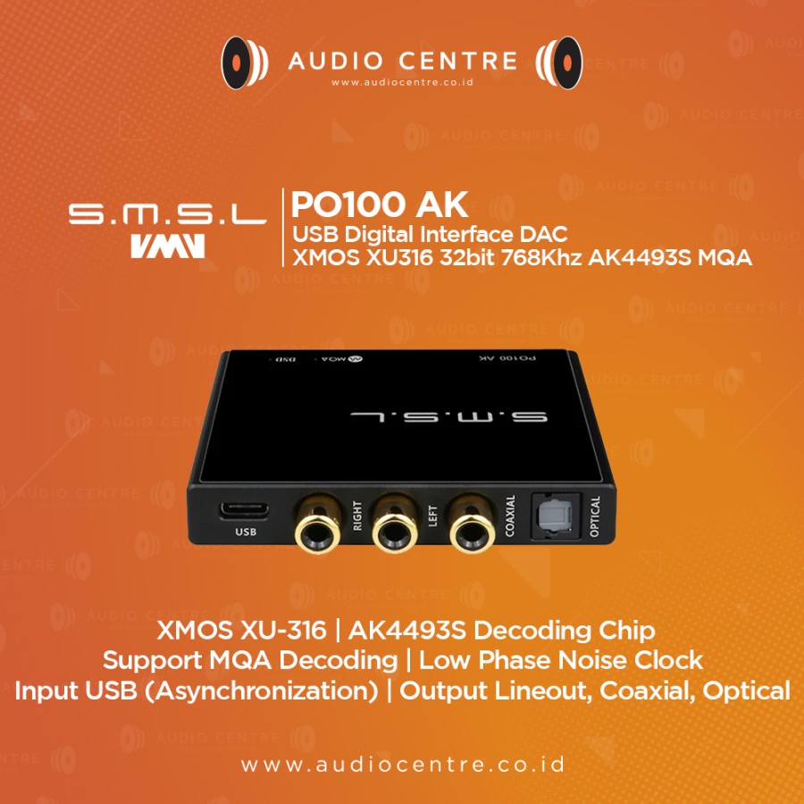 Jual SMSL PO100 AK PO 100 AK Hi-Res USB Digital Interface DAC | Shopee ...