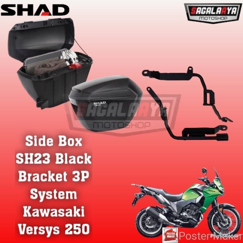 Jual Side Box SHAD 23 SH23 black Bracket 3P original kawasaki Versys ...