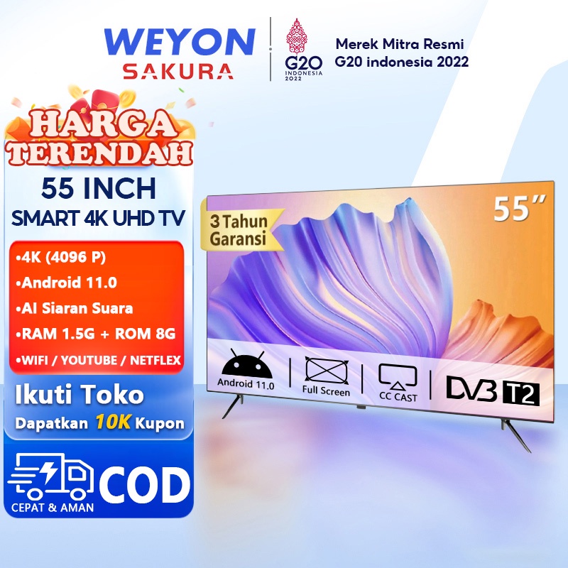 Jual Weyon Sakura Smart TV 55 inch 4K UHD TV LED 43inch Android Smart ...