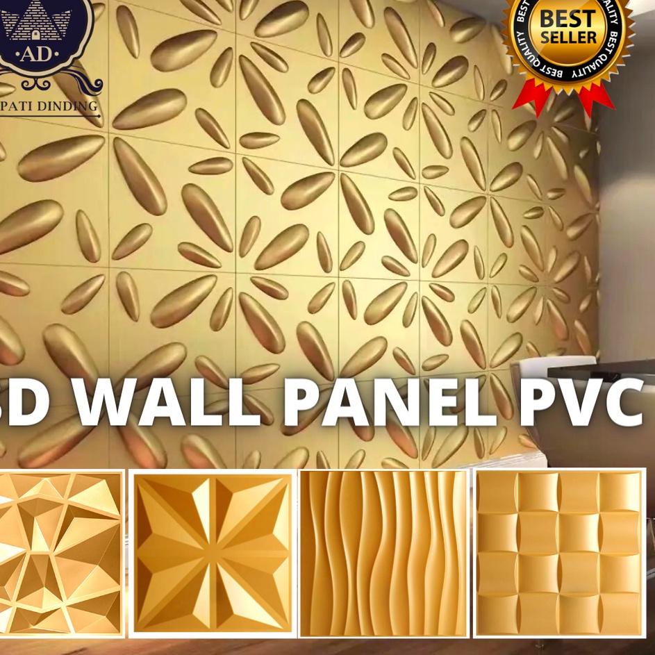Jual Realpct WALL PANEL 3D PVC WARNA GOLD / DEKORASI DINDING WALLPAPER ...