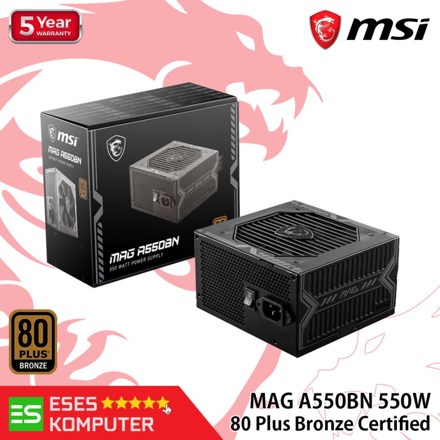 Jual PSU MSI MAG A550BN 550W 80 Plus Bronze | Black Cables | Shopee ...