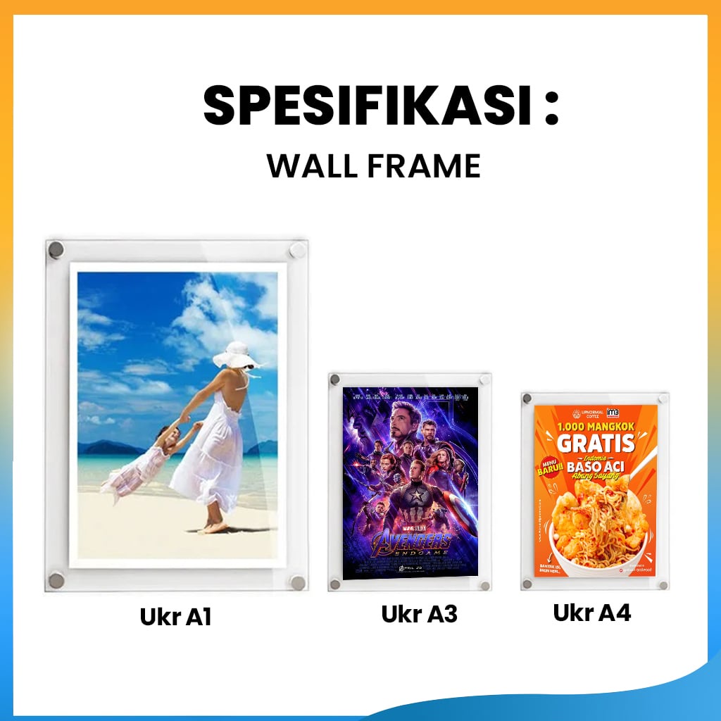 Jual Akrilik Dinding Tempel A1 Wall Frame Display Acrylic Poster A1 ...